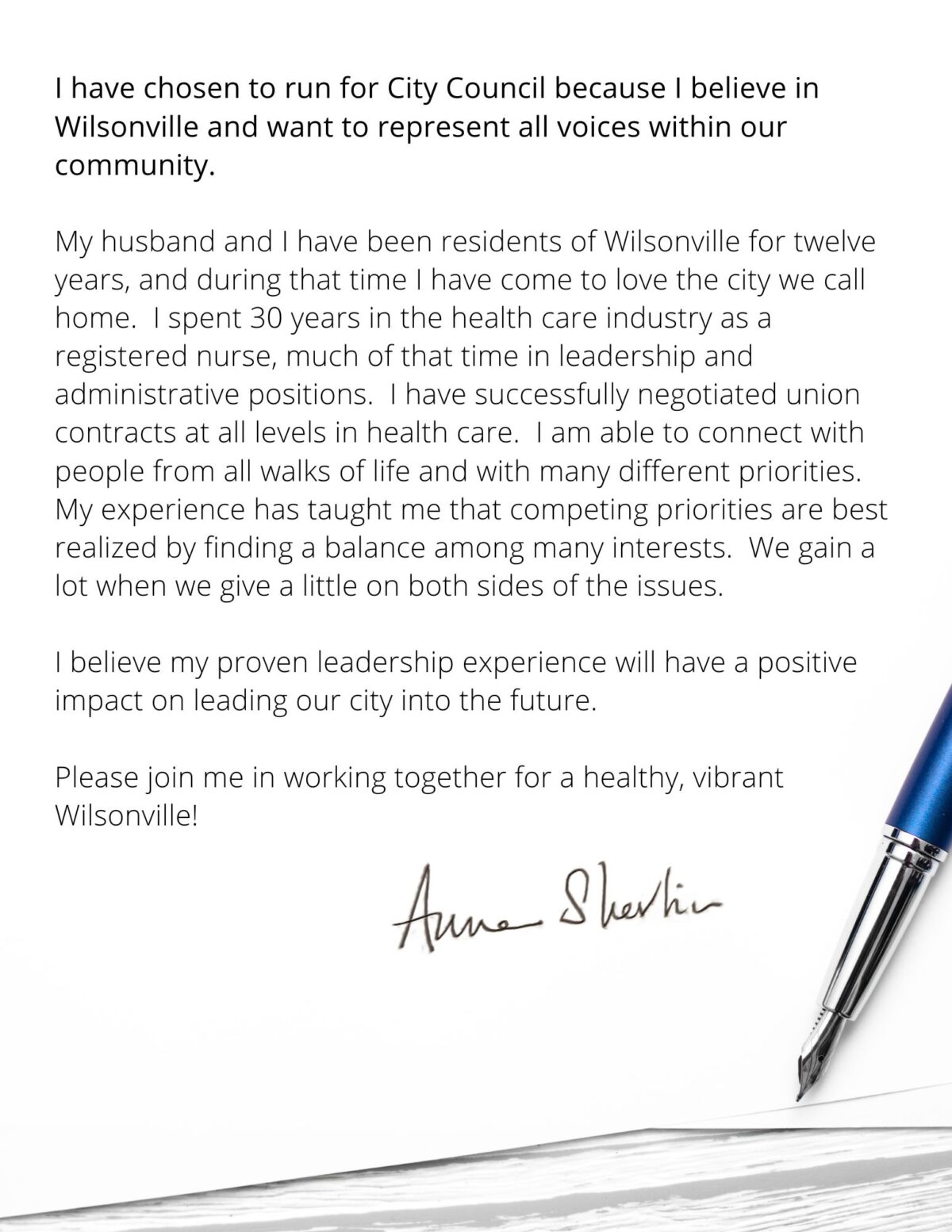 Shevlin for City Council – our choice in November 2024!